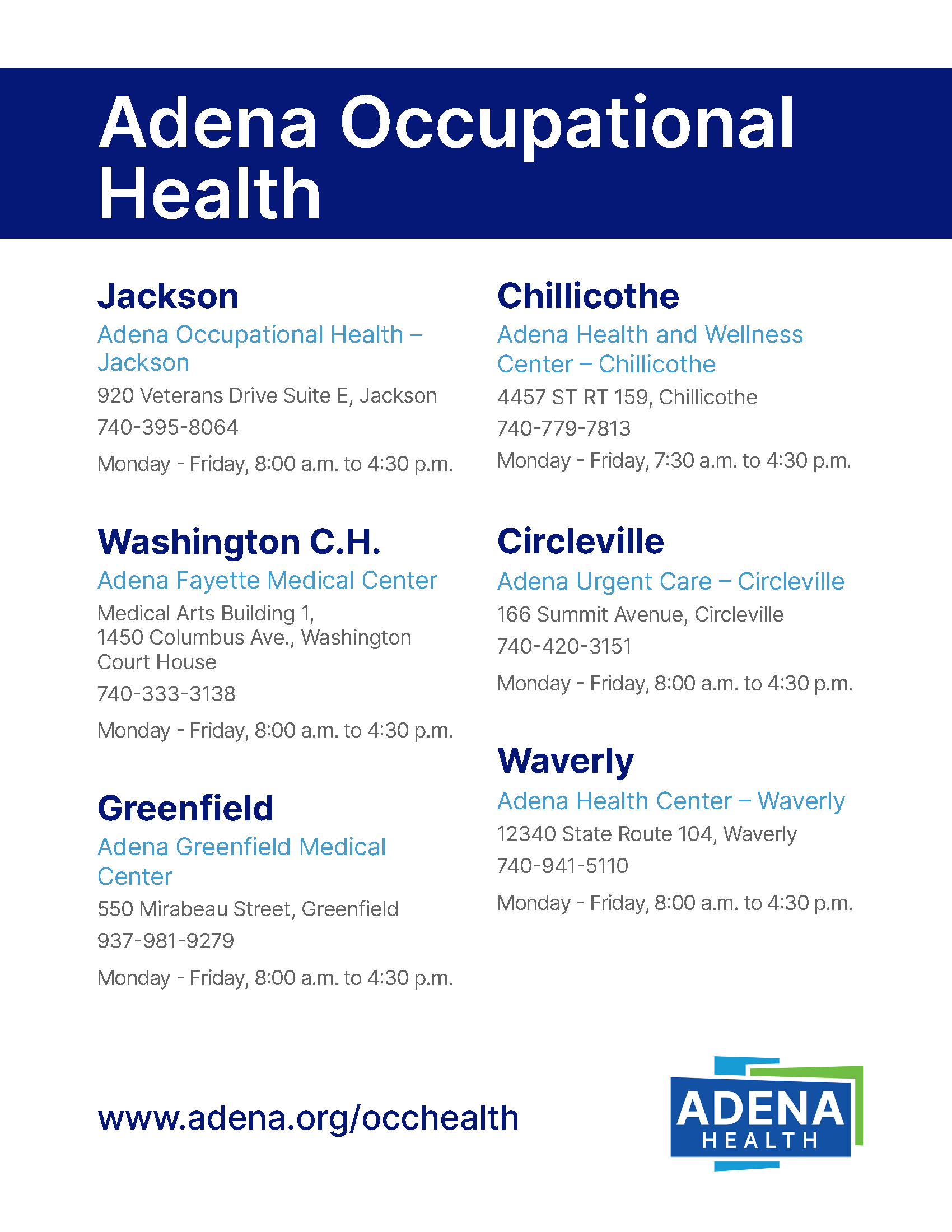 Adena Health Employee Resources | Workplace Resources for Employers